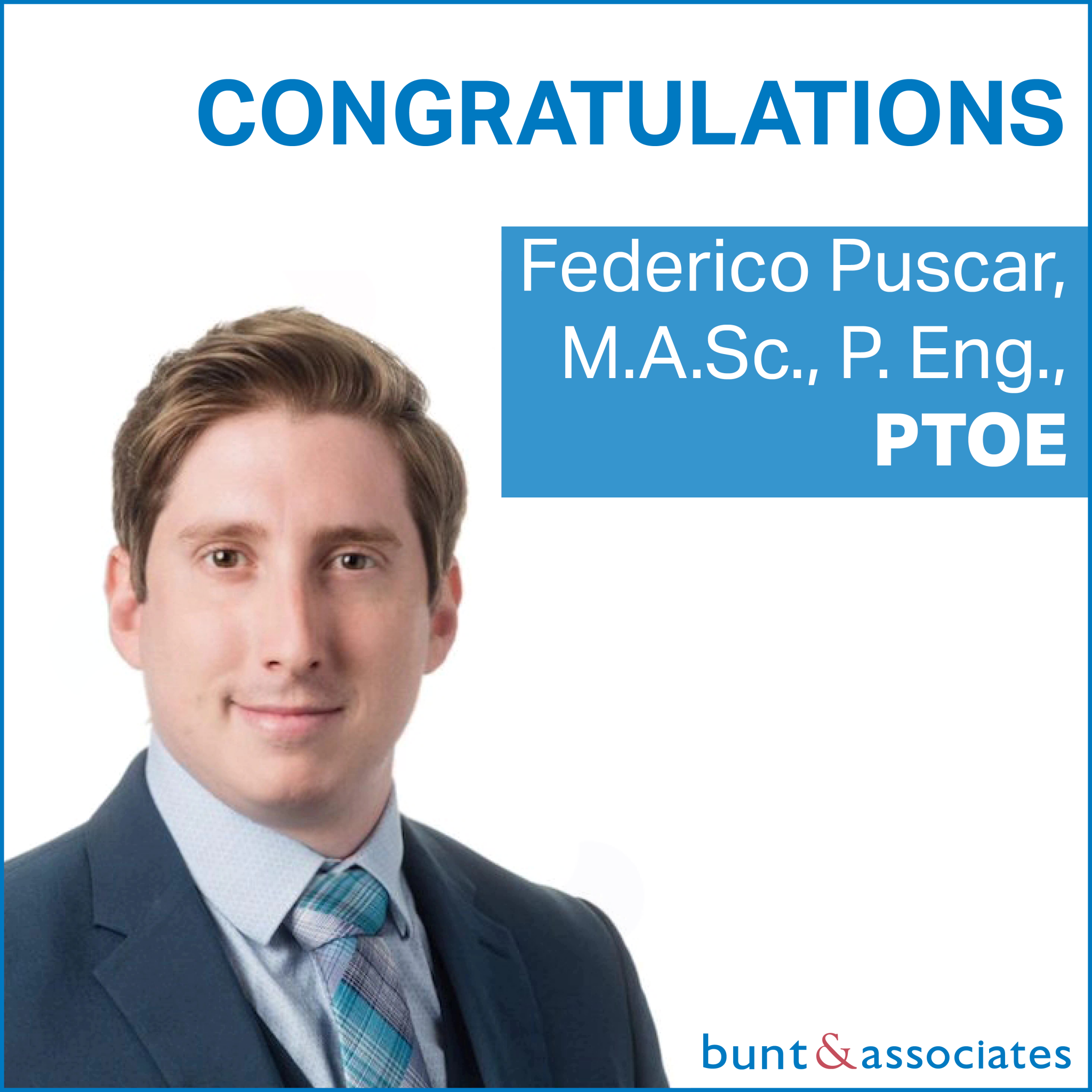Federico Puscar, M.A.Sc., P. Eng., Becomes a Professional Traffic ...